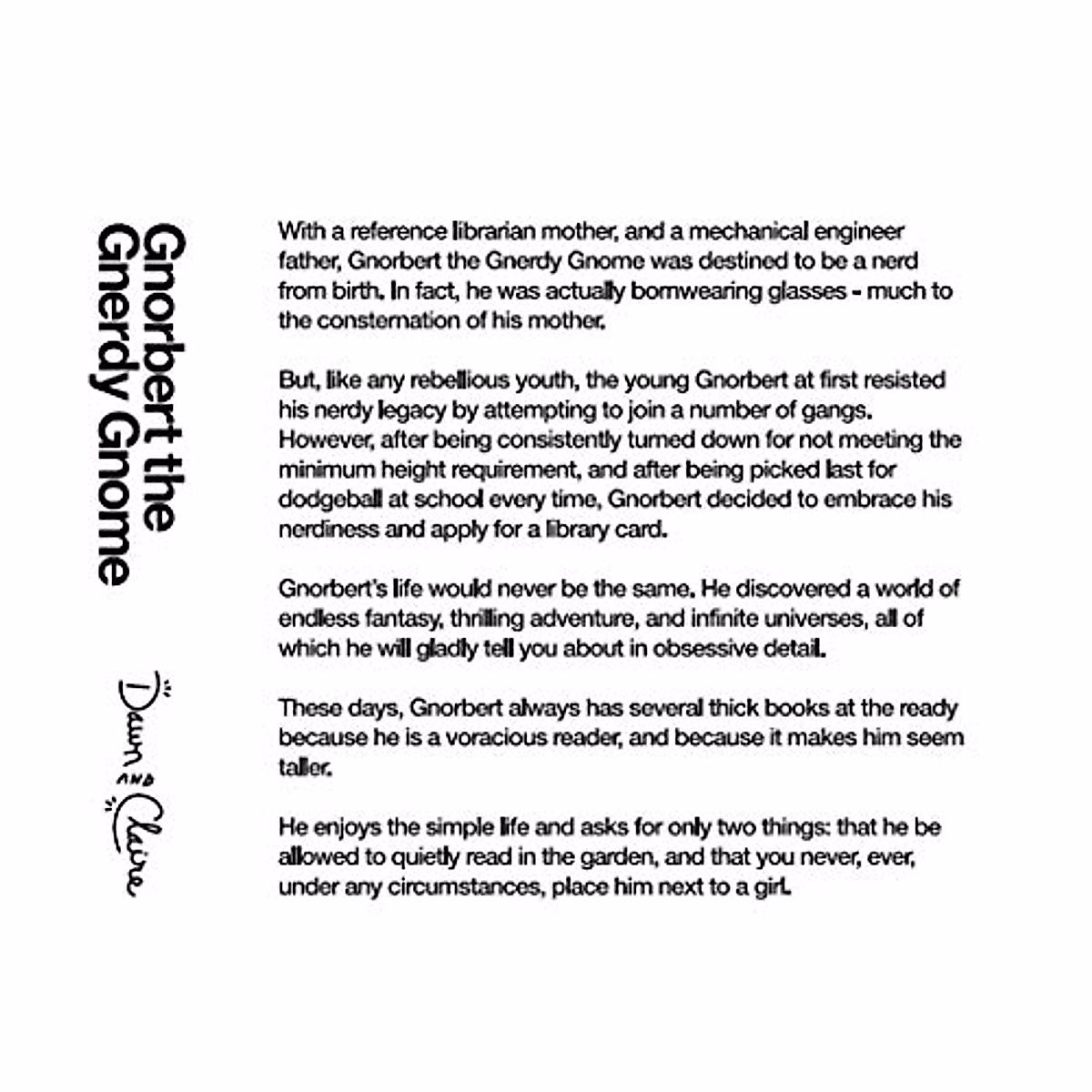 Dawn & Claire Gnorbert The Gnerdy Gnome A Garden Gnome with a Nose for The Books! (Mini - 6.3")