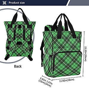 Jihqo Diaper Bag Backpack National Tartan Green Saint Patrick Travel Diaper Bags for Women, 10L Functional Baby Changing Bag with Insulted Pockets, Stroller Straps
