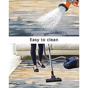 Yellow Painting Outdoor Rugs for 4'x6' Patios Clearance, RV Camping Mat Rug Portable Outside Rug Indoor Outdoor Area Rug Mat for Beach Deck Pool Contemporary Abstract Navy Blue Art