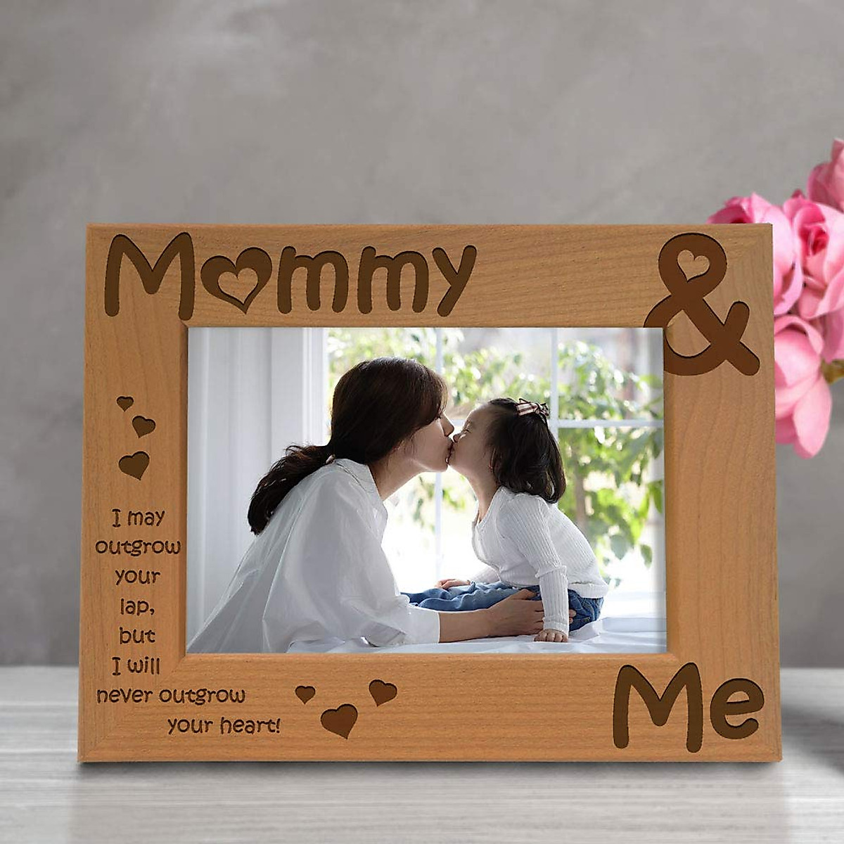 KATE POSH - Mommy & Me Engraved Natural Wood Picture Frame - Mother's Day Gifts, I Love Mommy Photo Frame, Christmas Gifts, New Baby Gifts, Nursery Picture Frame, New Mom Gifts (4x6-Horizontal)