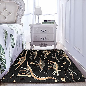 Oueoty Skeleton of Dinosaur Animal Print Area Rug Rugs for Living Room Bedroom 5x7ft/60x84in/150x210cm