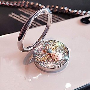 GSRYPC Fashion bee Pattern Cell Phone 360° Rotating Ring Stand Holder , Bling Diamond Finger Kickstand Back Stand Hand Grip Compatible with iPhone 13 ,Samsung S21 ,iPhone 13 pro max (Silver)