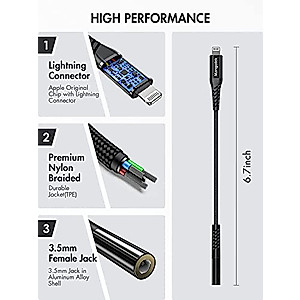 Mangotek Replacement for iPhone Headphones Adapter, Lightning to 3.5 mm Headphone Jack Adapter Audio Dongle Earphone Aux Adaptor for Apple iPhone 14 13 12 Pro Max Mini 11 SE 7 8 Plus X XS