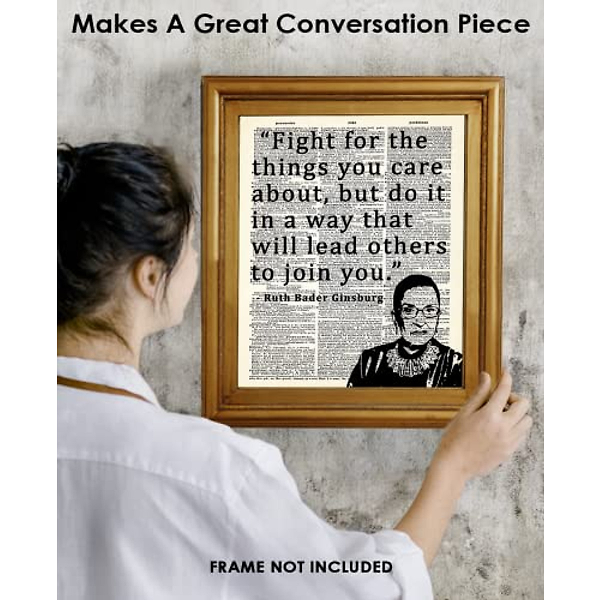 Inspirational Ruth Bader Ginsburg Wall Art "Fight for Things" 8x10 RBG Poster, RBG Wall Art & Motivational Wall Art, Positive Affirmations Wall Decor for Bedroom & Office Decor for Men &Women