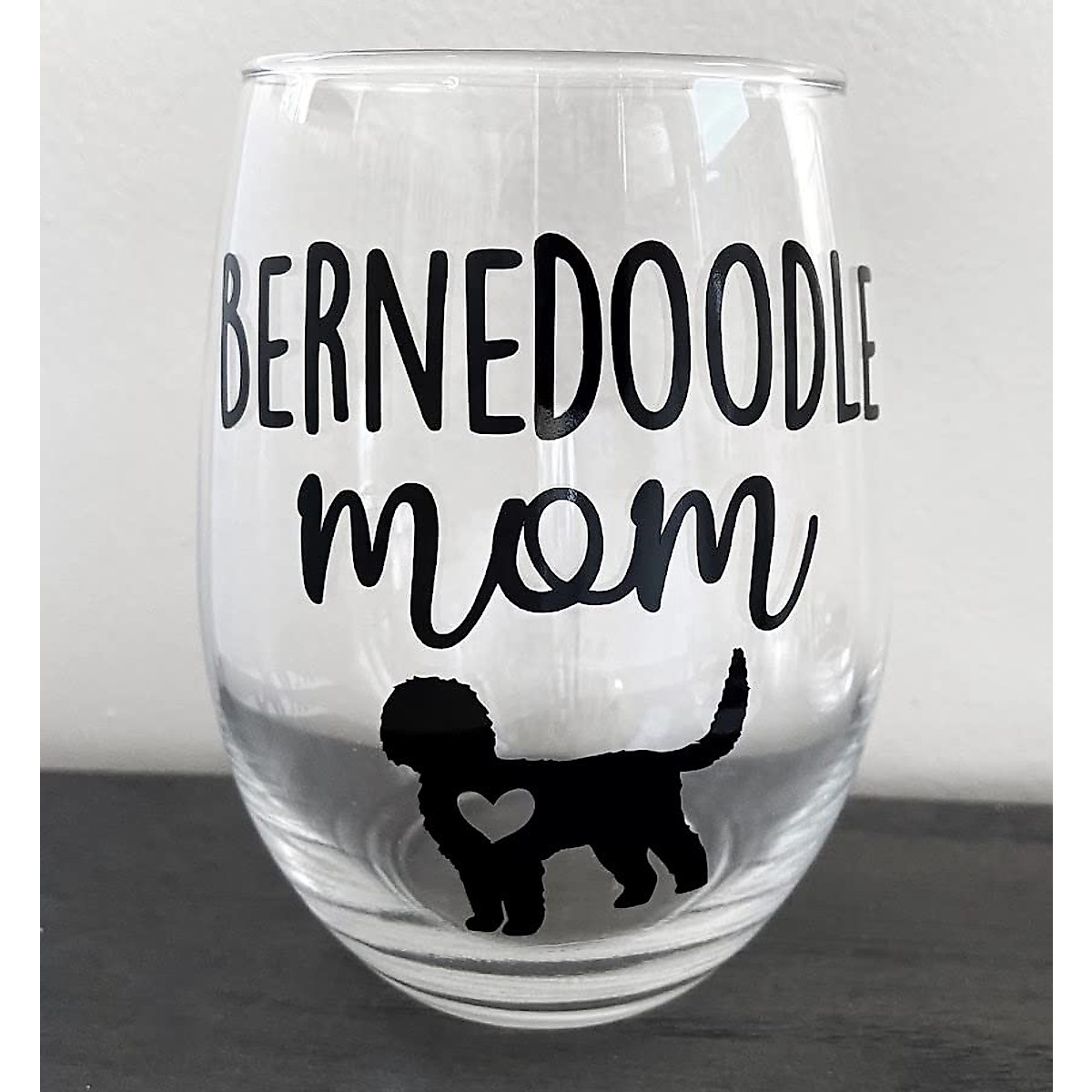 Bernedoodle Mom - Premium 21oz Stemless Wine Glass - Gift for Doodle Dog Lovers