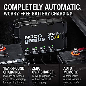 NOCO Genius GENPRO10X4, 4-Bank, 40A (10A/Bank) Smart Marine Battery Charger, 12V Waterproof Onboard Boat Charger, Battery Maintainer and Desulfator for AGM, Lithium (LiFePO4) and Deep-Cycle Batteries