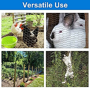 UWIOFF Chicken Wire - 16.9'' x 315'' Chicken Wire Fencing, Galvanized Hexagonal Poultry Netting, 0.6 Inch Wire Mesh Garden Fence Animal Barrier Metal Floral Chicken Wire for Crafts Garden Rabbit