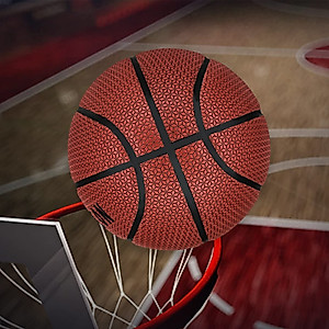 MINDCOLLISION Smiling Face Basketballs, Moisture-Absorbing and Wear-Resistant Soft Pu Leather, Good Grip, Suitable for Indoor and Outdoor Training and Competition,Red Brown,No. 7