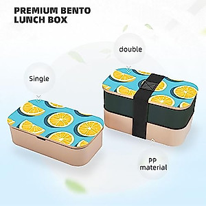 Lemon Wedges Adult Lunch Box, Bento Box, With Cutlery Set Of 3, 2 Compartments, Rectangular, Lunch Box For Adults