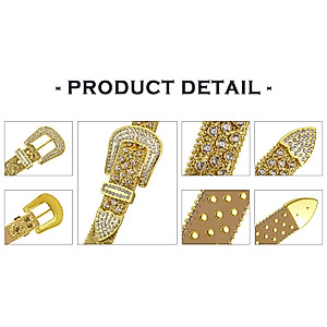 Studded Rhinestone Belts Men Women Fashionable Sparkly Diamond Belt Shiny Crystals Inlaid Design Leather Diamond Belt, Shiny Belts Rhinestone Black Gold Silver Belt for Wedding Party Gifts