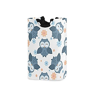 xigua Collapsible Large Laundry Basket with Handles Waterproof Laundry Hamper Dirty Clothes Basket Foldable Washing Bin（Owl (10)）