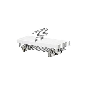 Amazon Basics Wooden Pants Hangers with Clips - White, 10-Pack