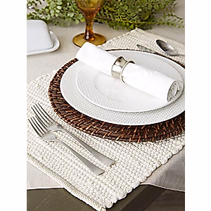 DII Handmade Chindi Tabletop, Reversible and Machine Washable, Placemat Set, 13x19, Natural