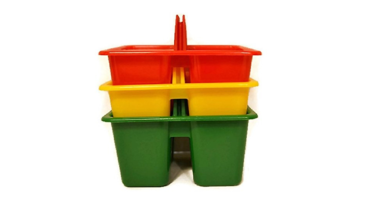 Kids Arts & Crafts Plastic Caddies - 3 Compartments for Easy Organization