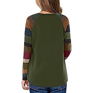 Baby Long Sleeve Shirts Infant Toddler Tshirt Ribbed Cotton Basic Round Neck Solid Sweatshirt Tee Shirt 1-Year-Old Pullover Green