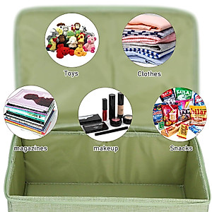 Natheeph Cube Storage Bins with Zipper Lid Foldable Storage Box with Handles Cotton Linen Closet Organizers and Storage Baskets for Clothes Toys (S)