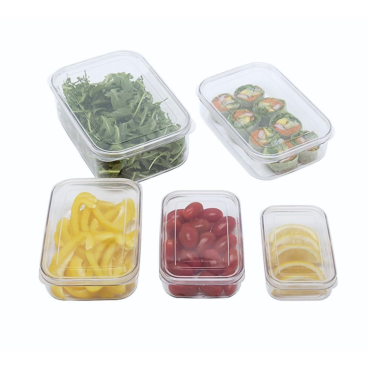 Lustroware (Set of 5) Micro Clear Stackable Storage Food Containers with Lid, Crystal Clear Nestable Kitchen Meal Prep Canister, Dishwasher & Microwave Safe, Made in Japan