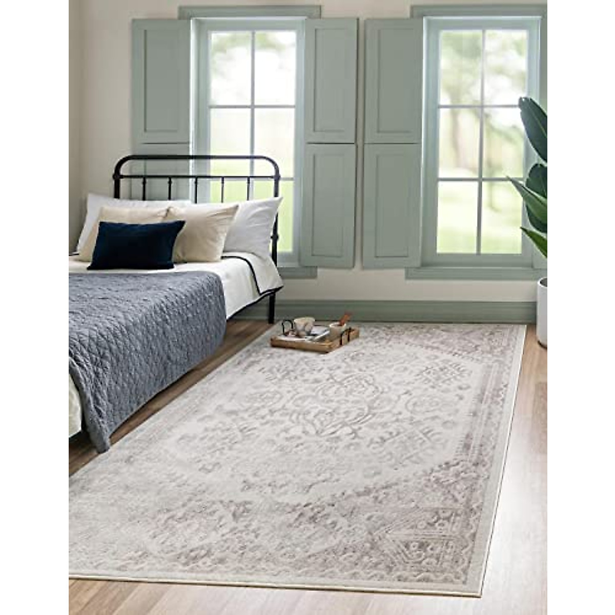 Unique Loom Oxford Collection Area Rug - Radcliffe (6' x 9' Rectangle, Cream/Ivory)