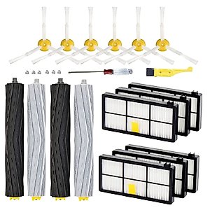 Replacement Parts Compatible with iRobot Roomba 960 980 981 985 900 Series,890 880 805 860 870 871 800 Series Vacuum Cleaner accessories kit (6 Filter,2 Rubber Brushes,6 Side Brush,Screws)