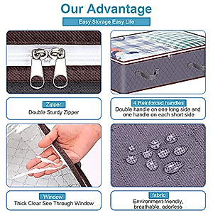 100L Under Bed Storage Containers 6 Pack, Large Capacity Underbed Storage Bags Organizer, Thick Fabric Storage Bins with Clear Window and 4 Reinforced Handles for Blanket, Comforter, Bedding, Clothes