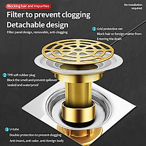 2-Pack Odor Proof Floor Drain,Removable Strainer Cover,Shower Drain Hair Catcher,Effectively Prevent Hair or Foreign Matter from Clogging The Drain Pipe,Suitable for ≥1.3 inch Diameter of The Drain