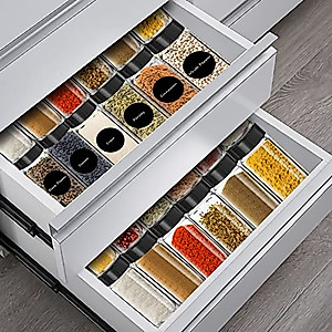 12 Pack Glass Spice Jars with Labels, 4oz Spices Containers Spice Jars with Black Shaker Lids, Empty Containers for Spice, Silicone Funnel and Pen Included