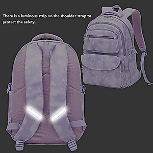 goldwheat Star Print Backpack With Lunch Pack Pencil Case 3pcs Sets For Elementary Students Knapsack and Teens