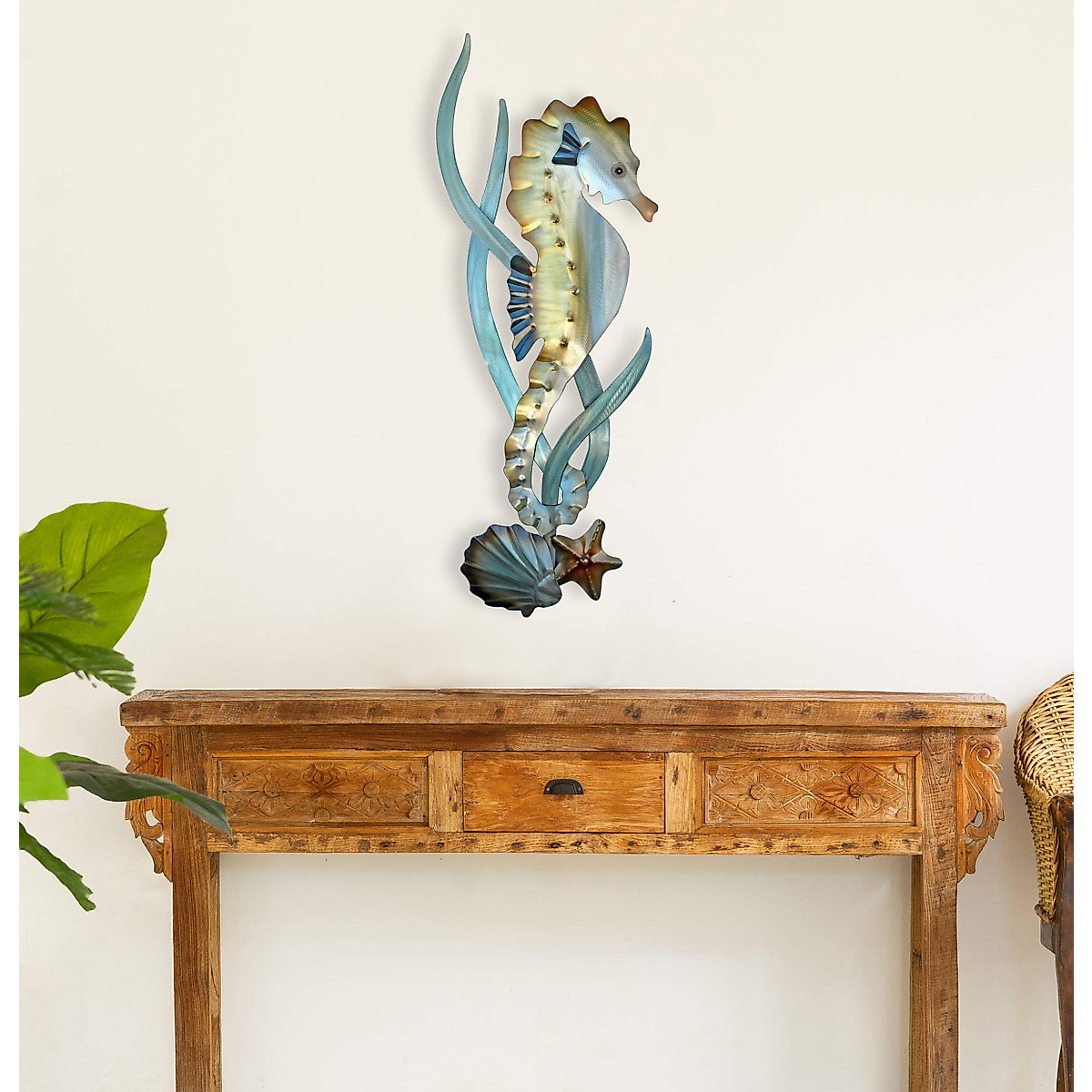T.I. Design Seahorse Coastal Contemporary Beach Metal Wall Decor