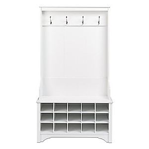 Prepac Hall Tree with Shoe Storage, White