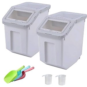 RUIAN 2pcs Food Container, Food Storage Box With Lid and Shovel, Airtight Kitchen Storage Container for Storing Dry Food, Cat/Dog Food Storage Container, Large