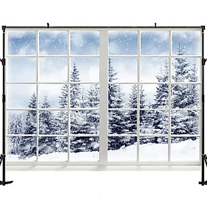 7x5ft Winter Wonderland Forest Scene Backdrop for Photography Christmas Party Decoration