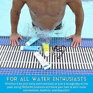 TRISWIM Gift Set Value Pack of 4 + Mesh Bag Travel Kit Swim Care Chlorine Removal Body Wash + Swimmers Shampoo + Conditioner and Lotion 8.5 fl oz for Hydrated Skin and Healthy Hair