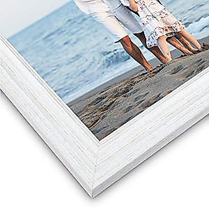 LaVie Home 5x7 Picture Frames (3 Pack, Distressed White Wood Grain) Rustic Photo Frame Set with High Definition Glass for Wall Mount & Table Top Display