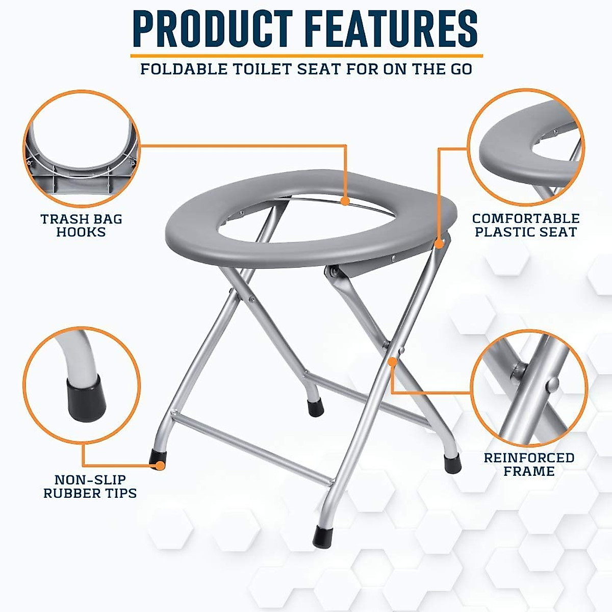 Alpcour Foldable Waterproof Pop Up Portable Toilet Seat for Camping, Hiking, Beach, and Traveling