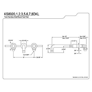 Kingston Brass KS8020DKL Kaiser Roman Tub Faucet, Matte Black, 14.63 x 10 x 3.06