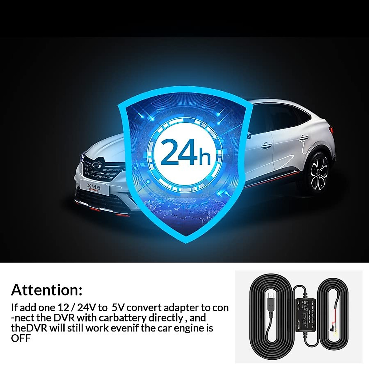 ATYFUER Dash Cam Hardwire Kit GPS Charger Cable GPS Navigator Charger Cable Mini USB Hard Wire Kit Dash Cam Power Cable for 12V Car and 24V Truck（11.5ft）