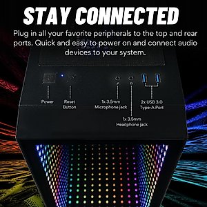 Empowered PC Continuum Micro 26L mATX Mid Tower Gaming Desktop Computer Case with 6 ARGB 600-2000rpm PWM Fans Pre-Installed, Dual Mode (3p Mobo + Remote) Control & ATX PSU & 347x166x89mm GPU Clearance