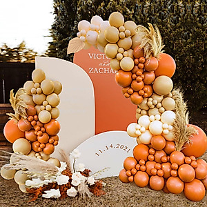 YJDFWAUT 138pcs Orange Balloon Garland Arch Kit, Burnt Orange Cream Peach Apricot Balloons for Fall Birthday Pumpkin Baby Shower Gender Reveal Bridal Shower Thanksgiving Friendsgiving Party