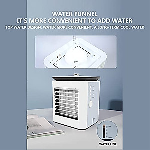 Evaporative Mini Air Conditioner, Personal Air Cooler, Cooling Fans, Mini Air Conditioner with 4 Wind Speeds, Built-In High-capacity Rechargeable Battery, For Home Room Camping Car Office #B