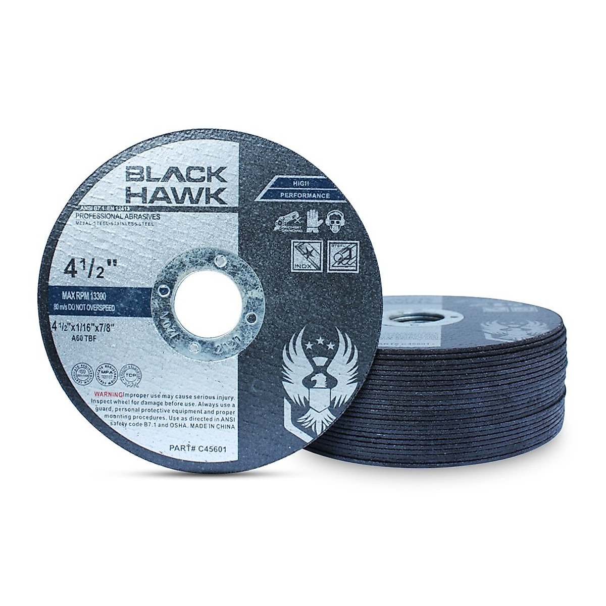 BHA Metal and Stainless Steel Cut Off Wheels for Angle Grinders, 4.5” x 1/16” x 7/8” - 25 Pack