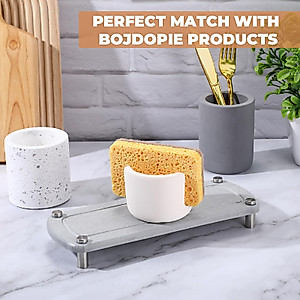 BOJDOPIE Diatomite Sponge Holder for Kitchen Sink, Water Absorbing Sink Stone Drying Caddy, Quick Dry Dish Sponge Organizer for Kitchen Bathroom (Beige)