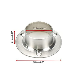 Rannb Stainless Steel Closet Rod Flange Holder Shower Rod Flange Set Socket Bracket Support Fits 32mm/1.25" Rod - 8pcs