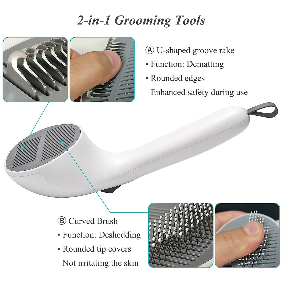 Sneatup 2-in-1 Pet Hair Deshedding Brush & Undercoat Rake Grooming Tools