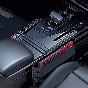 Wanfuder Car Seat Gap Filler Leather Car Seat Organizer and Storages Automotive Accessories - Front Seats Car Adjustable Gap Filler for Phones, Glasses, Keys, Cards
