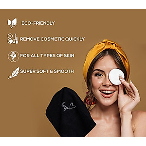 ZUPERIA Makeup Wash Cloths for Showering - 100% Cotton Lint-Free (12x12 Inches, Packof 6, Black) Medium Weight Face Wash Cloths, Multi-Purpose Wash Cloths for Bathroom, Hotel and Spa