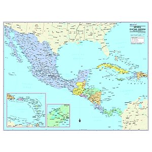 Cool Owl Maps Mexico, Central America, and Caribbean Wall Map - Rolled Paper (32"x24")