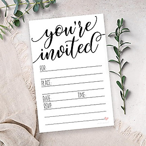 Classic Script Invitations (20 Count) with Envelopes - Sweet Heart Design