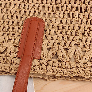 FAIRYSAN Summer Straw Shoulder Bag Women Large Straw Bags Weave Handmade Handle Tote Bag Brown