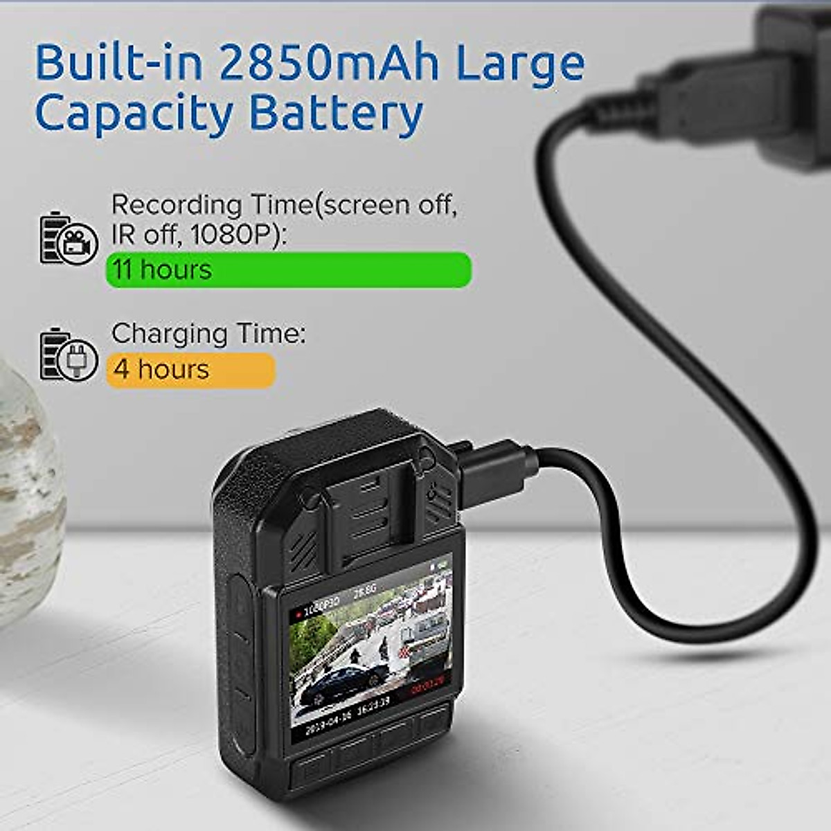 BOBLOV KJ21 Body Camera, 1296P Body Wearable Camera Support Memory Expand Max 128G 8-10Hours Recording Police Body Camera Lightweight and Portable Easy to Operate Clear NightVision (KJ21 Only)