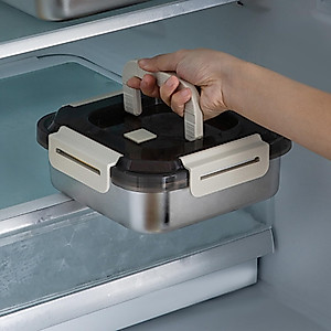 ATRDTO Stainless Steel Food Storage Containers with Lids Airtight Food Containers with Handle Metal Food Prep Containers for Freezer Fridge Oven Dishwasher Safe 95oz